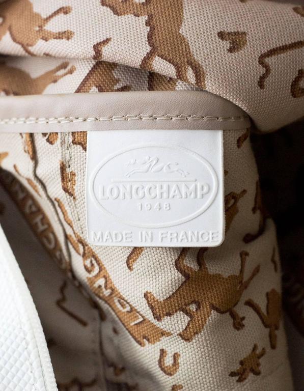 Longchamp Coated Canvas White Tote Bag For Sale at 1stDibs