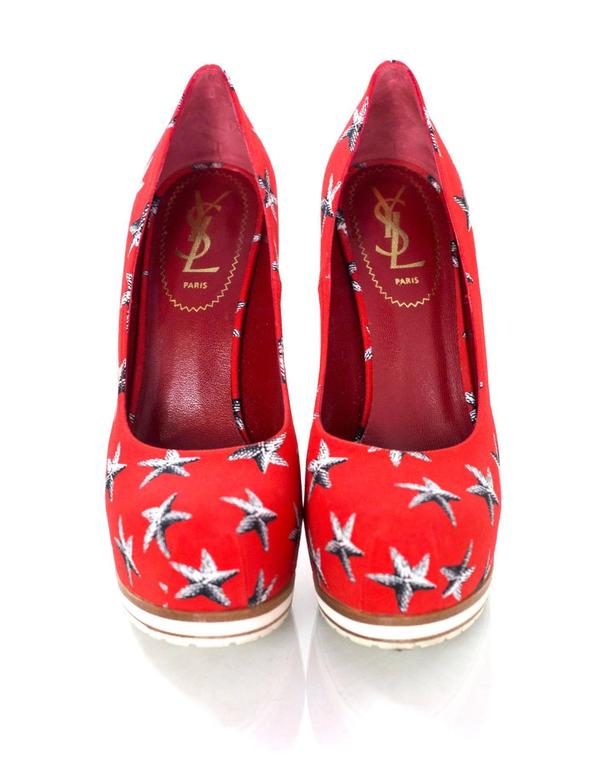 YSL Red Medium Starfish Tribtoo 105 Pumps Sz 36.5 rt. $895 For Sale at ...