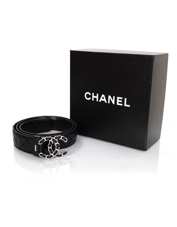 Chanel Black Quilted Leather CC Belt Sz US34/EU85 For Sale at 1stDibs ...