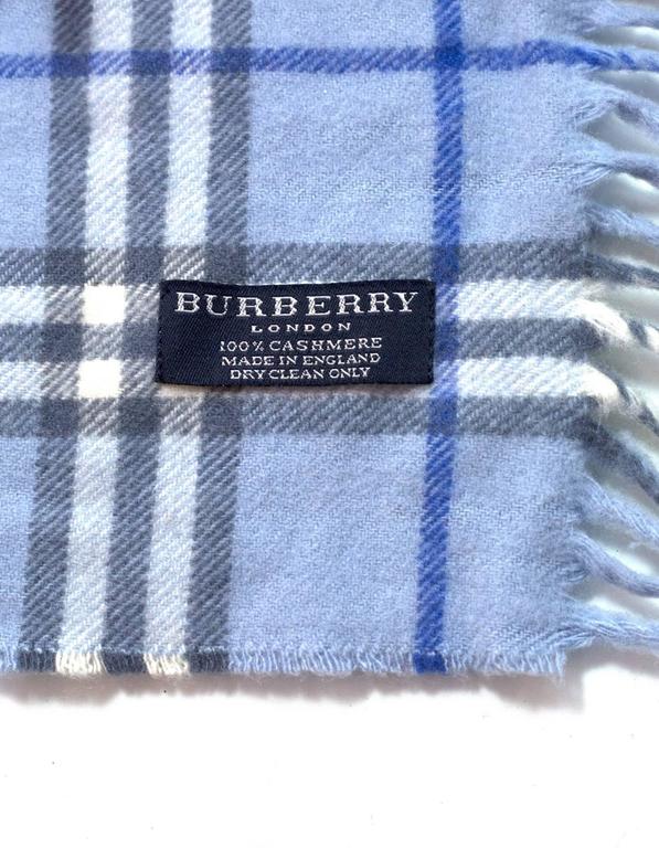 Burberry Blue Cashmere Nova Check Happy Scarf For Sale at 1stDibs ...