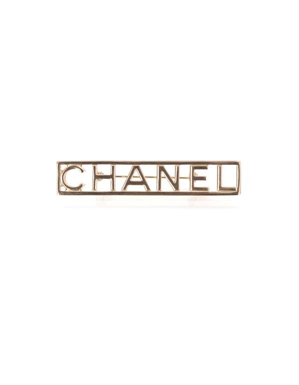 Chanel Pale Gold Name Brooch Pin For Sale at 1stDibs | chanel name