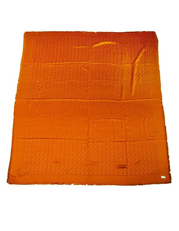 Fendi Casa Orange Zucca Monogram Throw Shawl NWT rt. $995 For Sale at ...