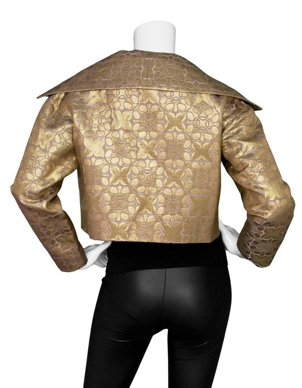 Carolina Herrera Gold Brocade Cropped Jacket sz US2 For Sale at 1stDibs