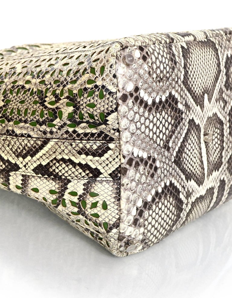 Alaia Beige and Green Python Snakeskin Laser-Cut Tote Bag For Sale at ...