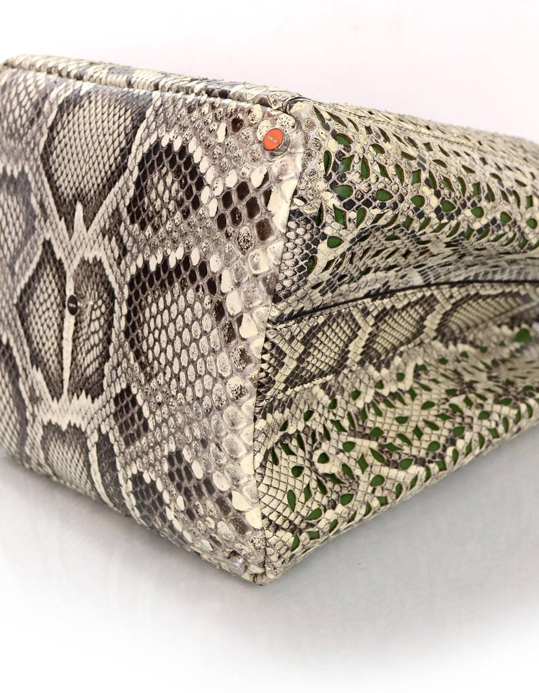 Alaia Beige and Green Python Snakeskin Laser-Cut Tote Bag For Sale at ...