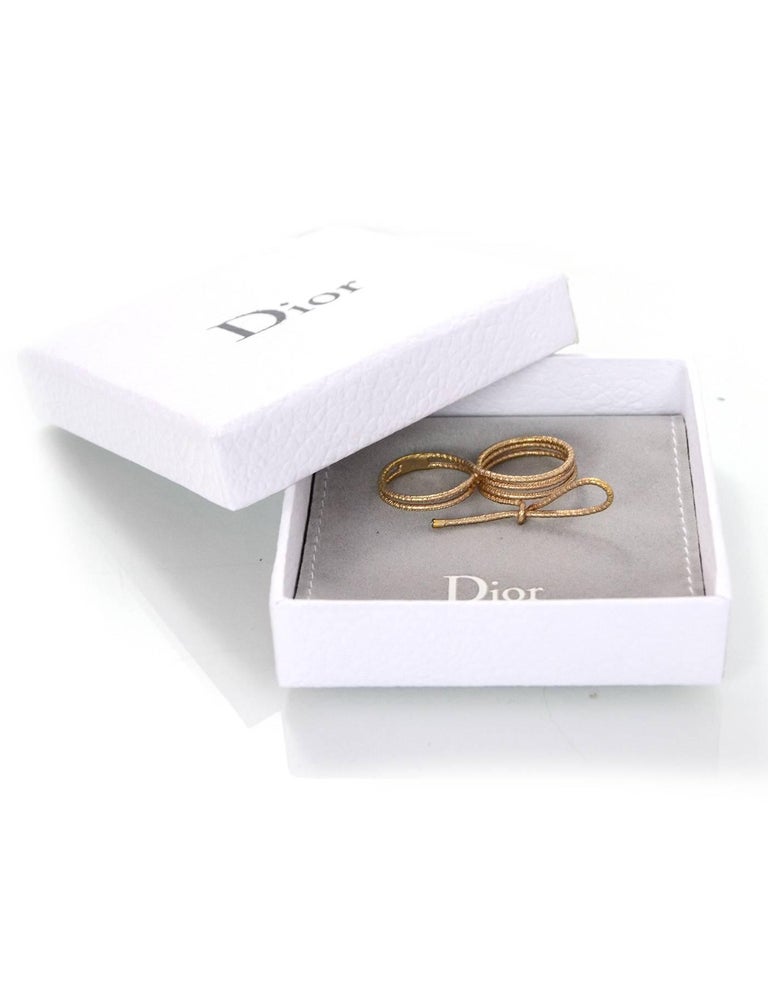 Christian Dior Pale Goldtone Miss Dior Two Finger Bow Ring Sz M For ...
