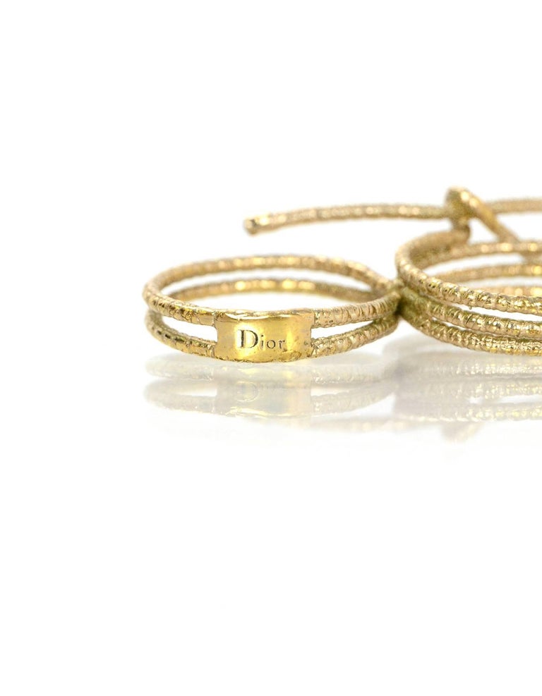 Christian Dior Pale Goldtone Miss Dior Two Finger Bow Ring Sz M For ...