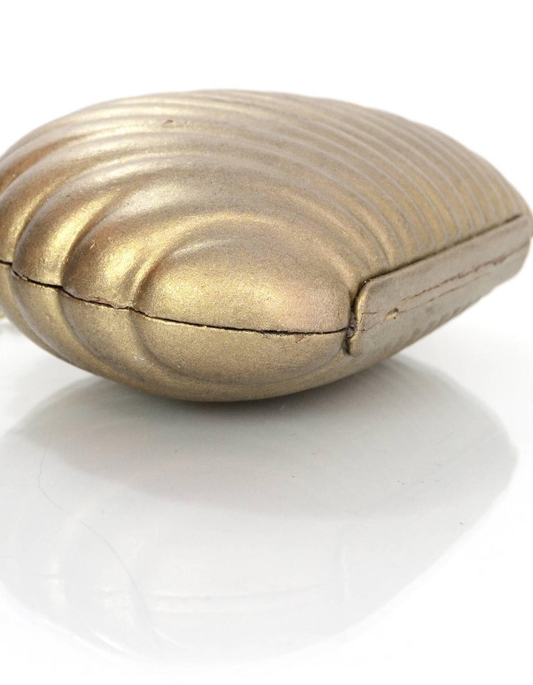 Chanel Gold Leather Seashell Clutch/ Evening Bag For Sale at 1stDibs ...