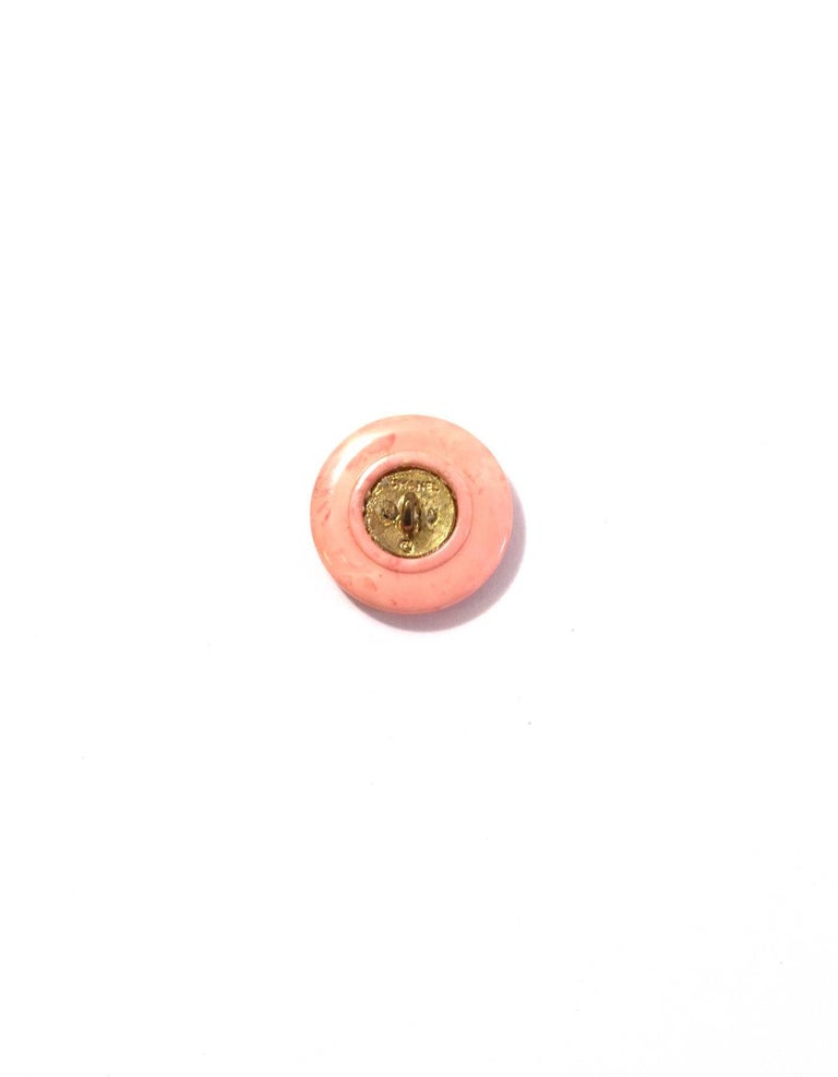 Chanel Set of Four 22mm Pink and Silvertone CC Buttons For Sale at 1stDibs