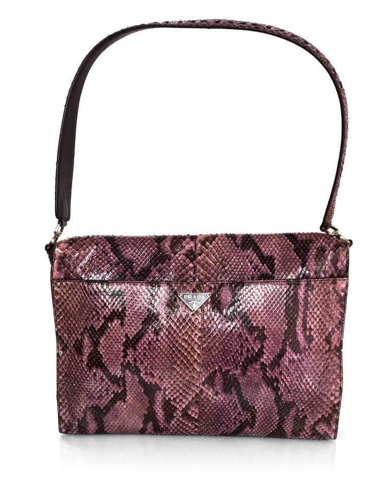 Prada Purple Python Shoulder Bag with Dust Bag For Sale at 1stDibs ...