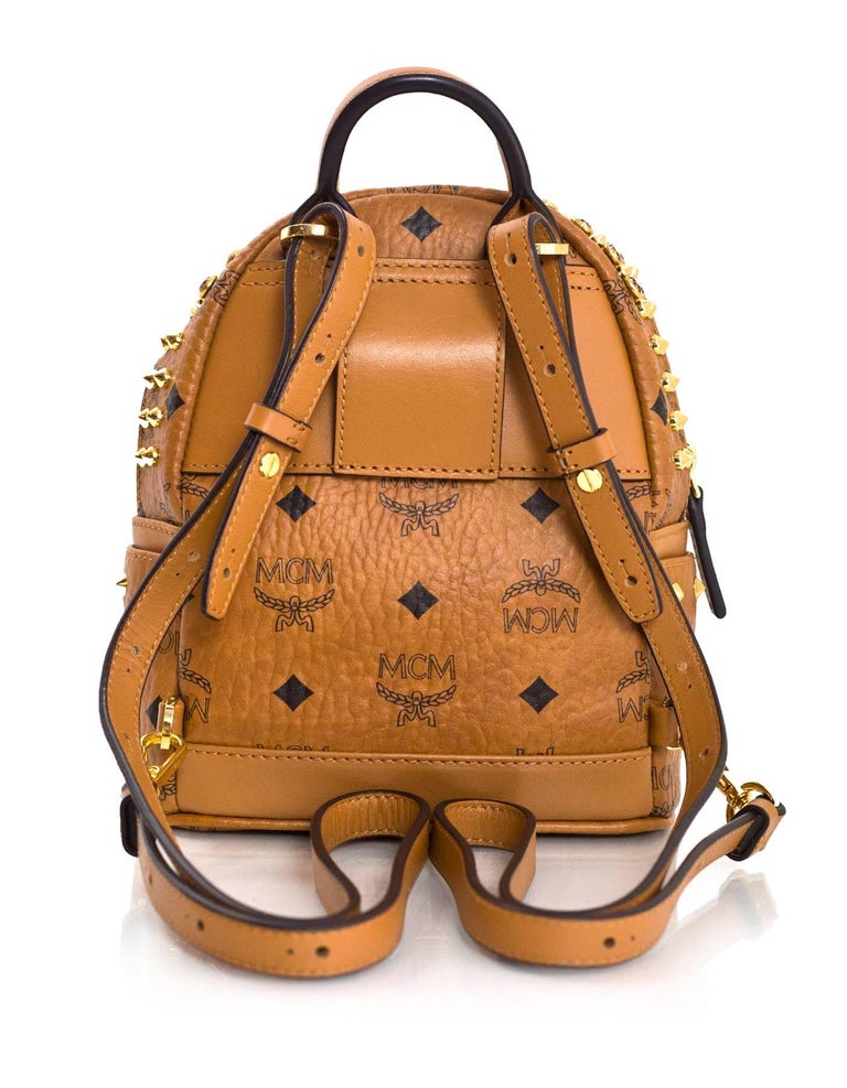 MCM Tan Monogram and Crystal Studded Mini Stark Backpack For Sale at ...