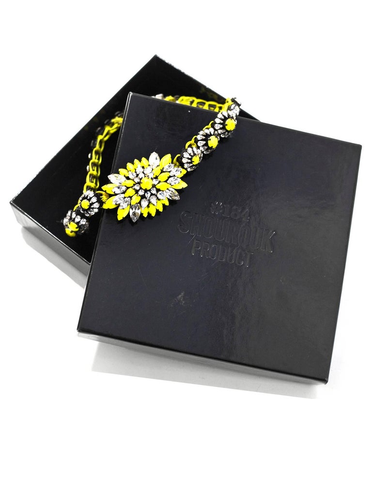 Shourouk Neon Yellow and Crystal Necklace with Box rt. $400 For Sale at ...