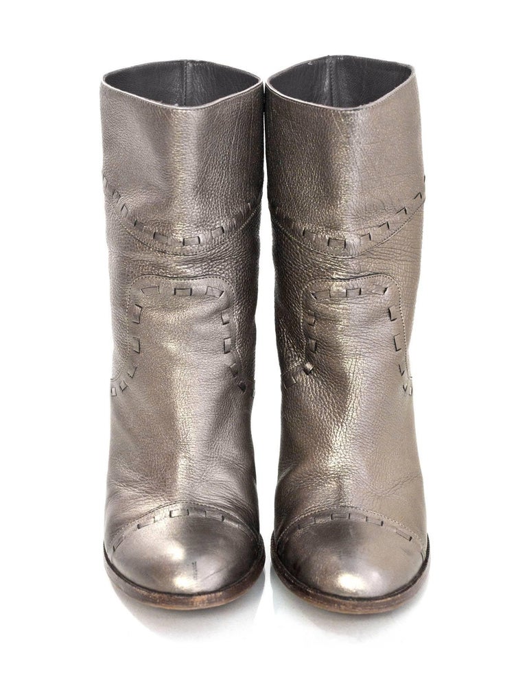 Marc Jacobs Bronze Metallic Ankle Boots Sz 35.5 For Sale at 1stDibs