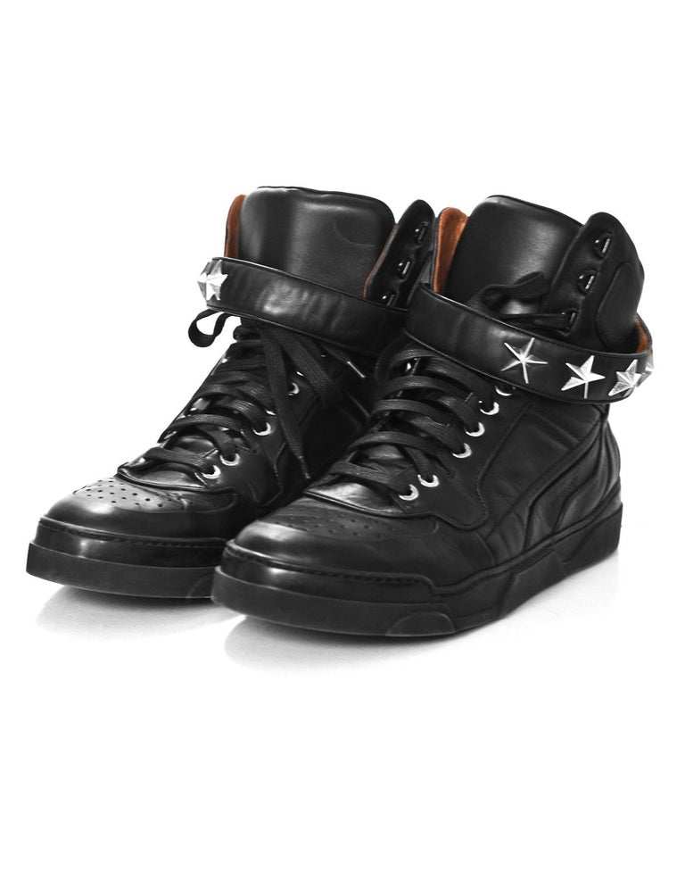 Givenchy Men's Black Leather Tyson Stars Sneakers Sz 39 For Sale at 1stDibs
