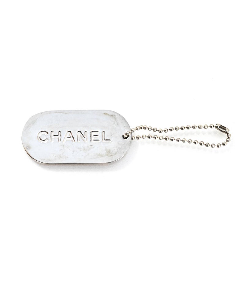 Chanel Peach and Gold Dog Tag Key Chain/Bag Charm For Sale at 1stDibs ...