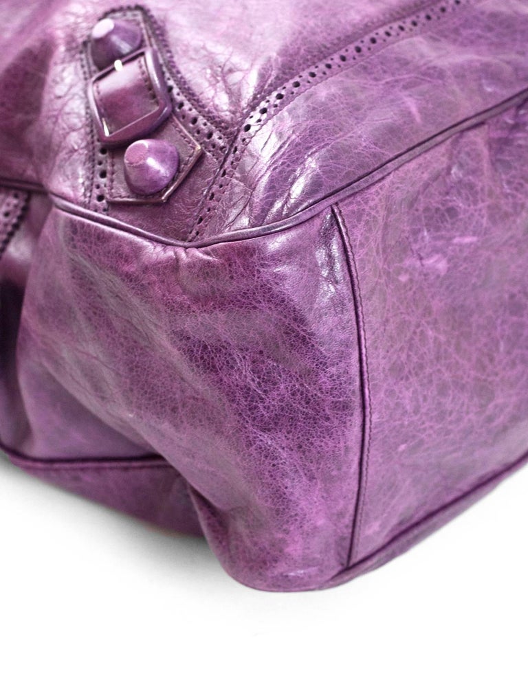 Balenciaga Purple Agneau Lambskin Covered Giant Brogues Office Bag For ...