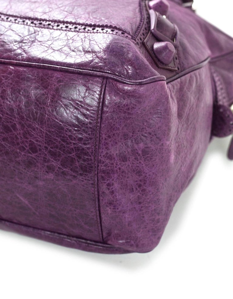 Balenciaga Purple Agneau Lambskin Covered Giant Brogues Office Bag For ...