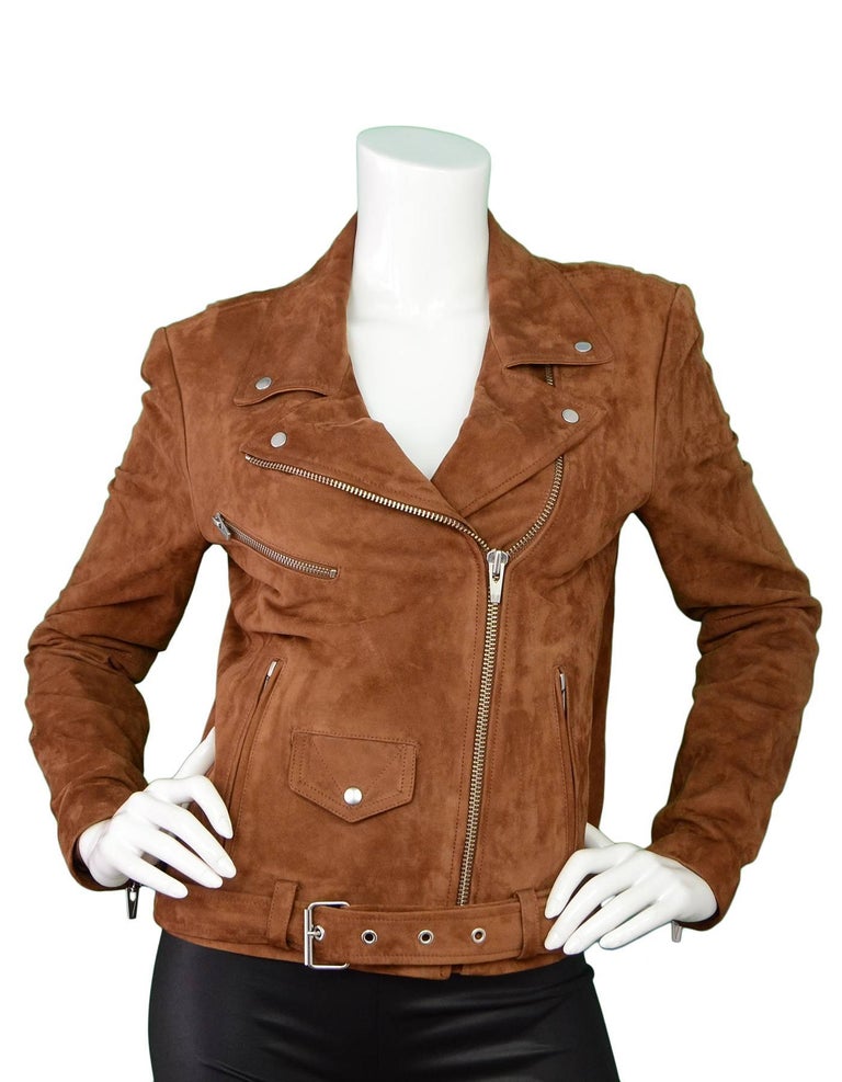 Veda Rust Suede Moto Jacket Sz M For Sale at 1stDibs
