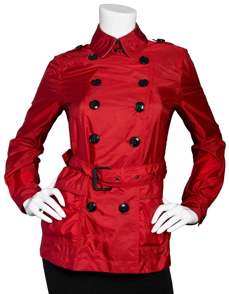 Burberry Brit Red Double Breasted Jacket Sz 4 NWT For Sale at 1stDibs ...