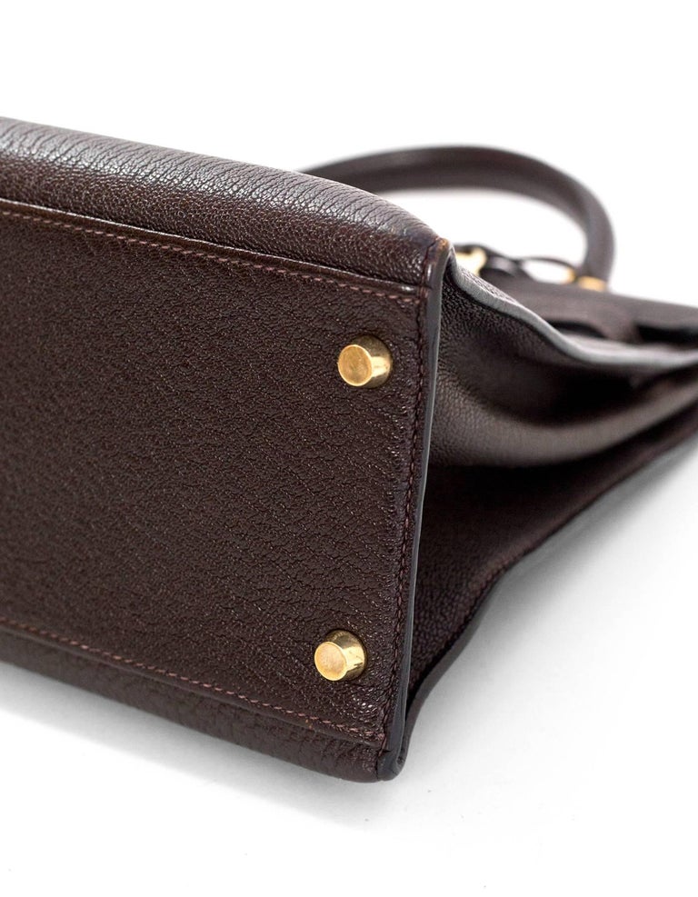 Hermes Brown Chevre Leather 32cm Sellier Rigid Kelly Bag with DB at ...