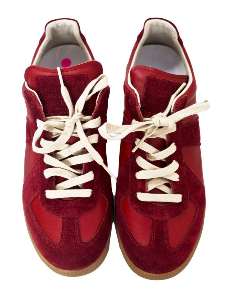Maison Margiela Men's Red Leather and Suede Sneakers Sz 41 NIB For Sale ...