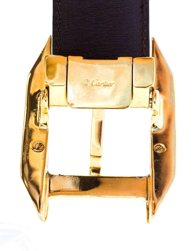 Cartier Men's Brown and Black Leather Reversible Santos Belt Sz 90 For ...