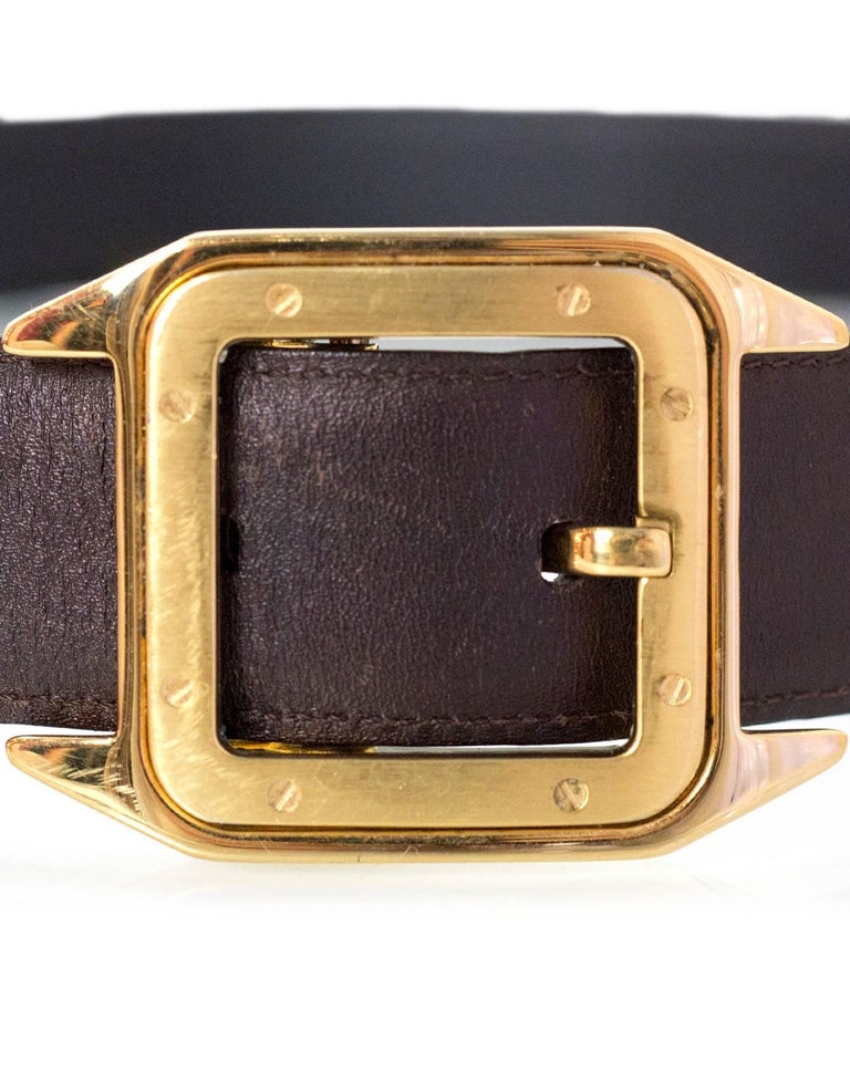 Cartier Men's Brown and Black Leather Reversible Santos Belt Sz 90 For ...