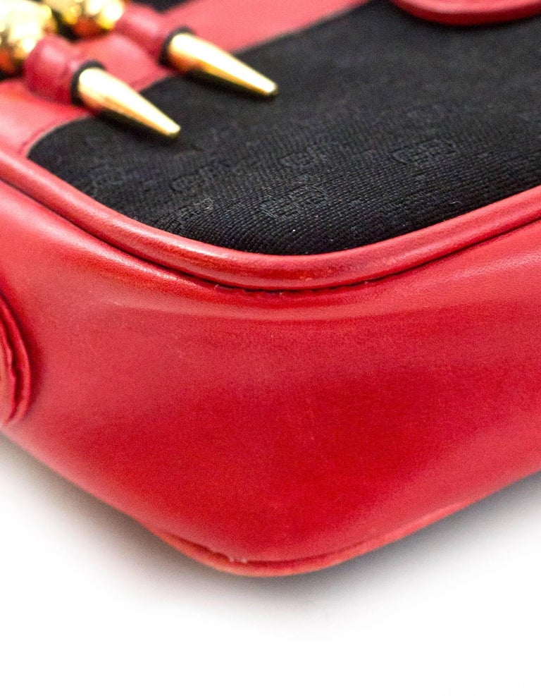 Gucci Vintage Black and Red Monogram Golf Themed Crossbody/Waist Bag ...