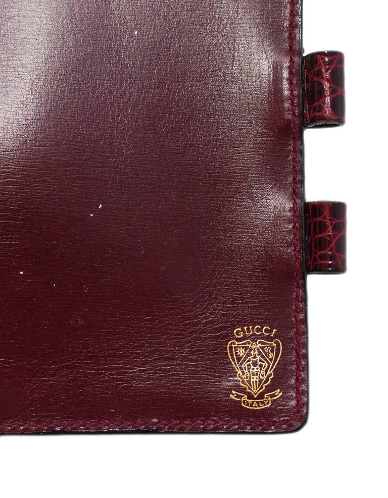 Gucci Vintage Burgundy Glazed Crocodile Mini Agenda Book For Sale at ...