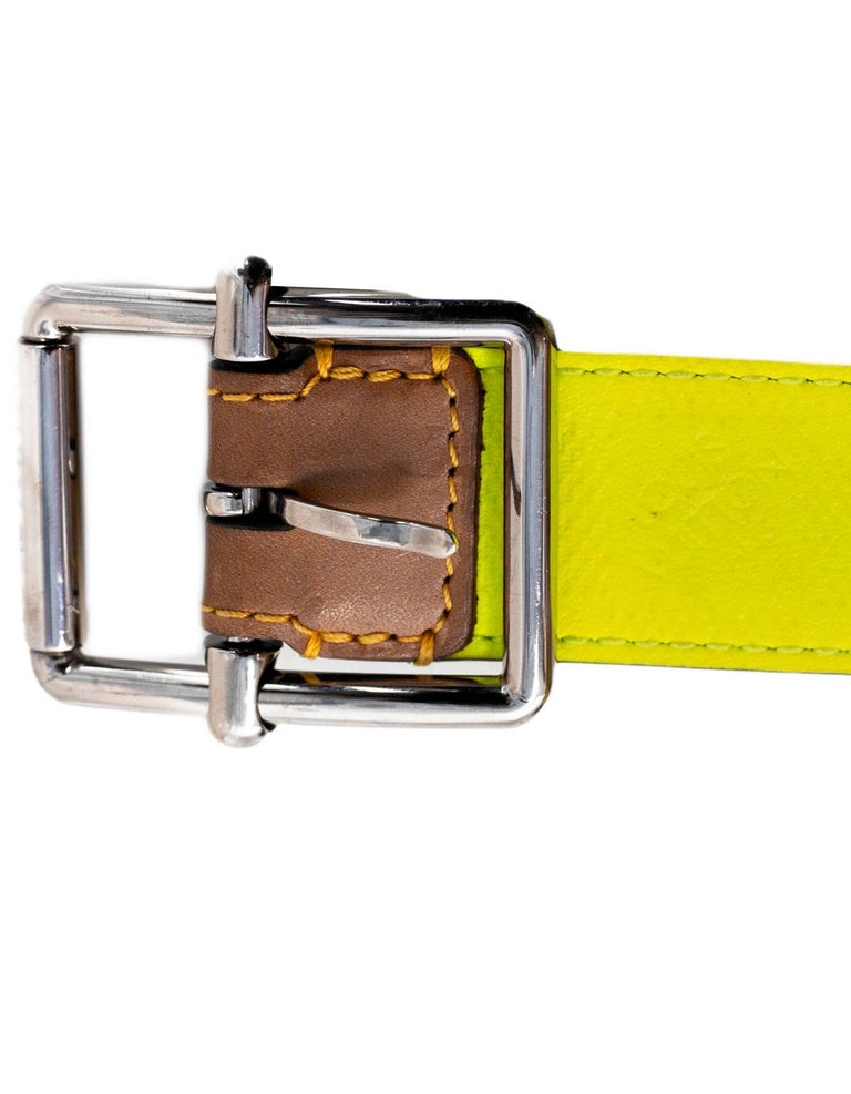 Louis Vuitton Neon Yellow Embossed Damier Infini Belt Sz 95 For Sale at ...
