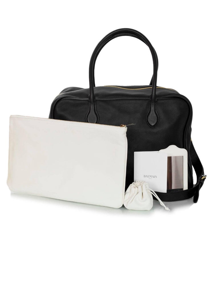 Balmain Black Leather Pierre Satchel Bag with Strap at 1stDibs ...