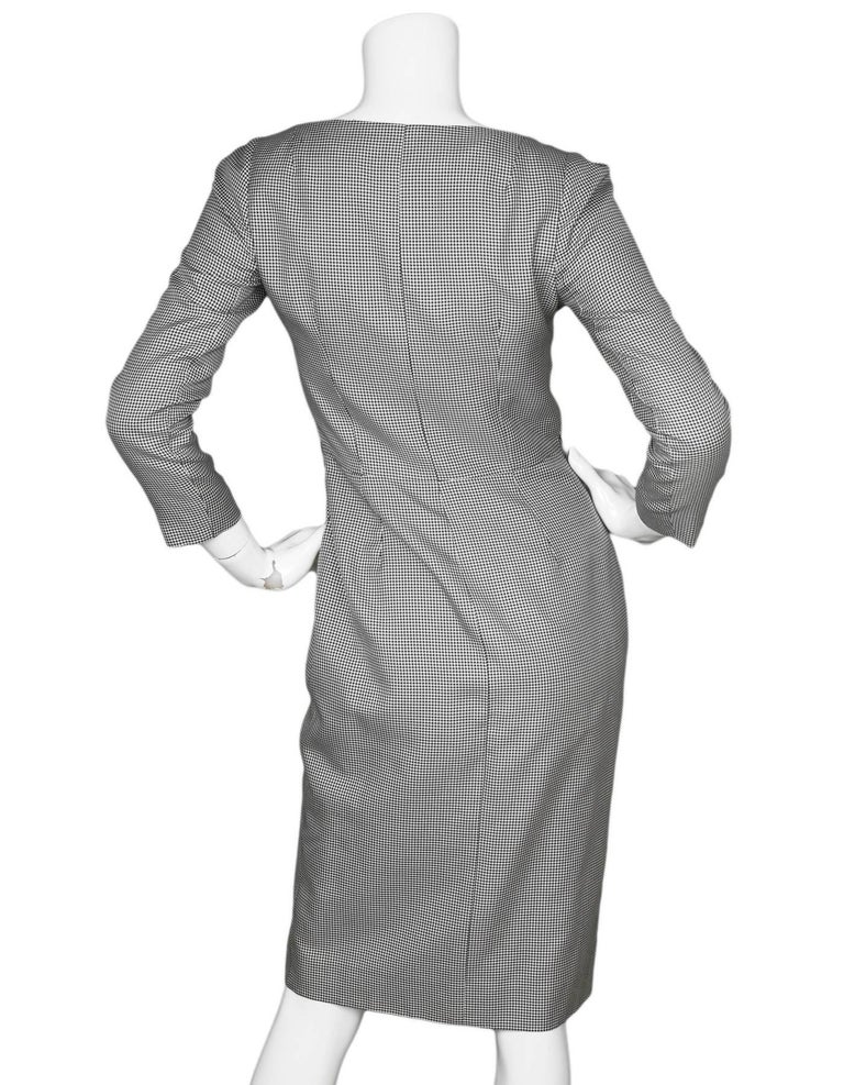 Christian Dior Black and White Silk Herringbone Button-Up Dress For ...