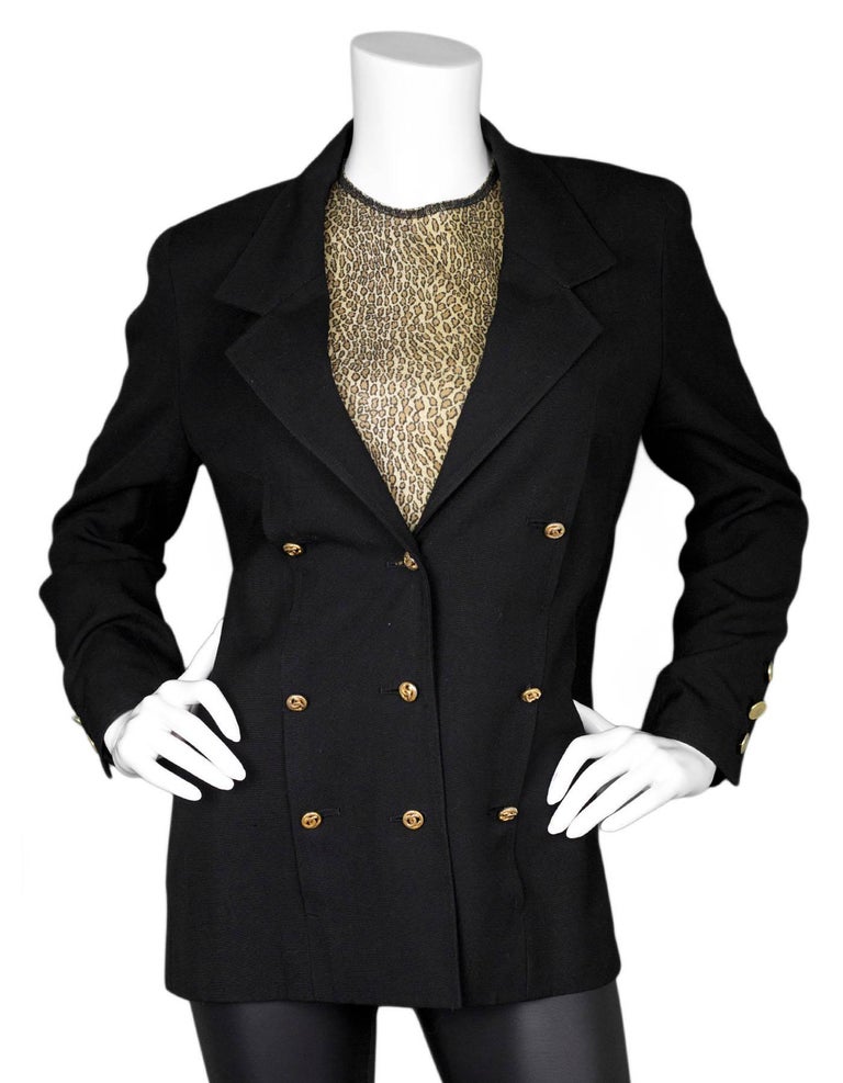 Chanel Vintage Black Triple-Breasted Jacket Size FR42 For Sale at ...