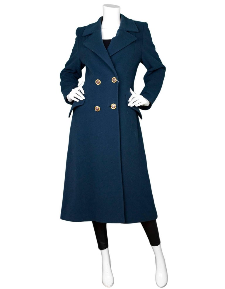 Linea 2 Teal Wool Double-Breasted Coat Size IT38 with Tags For Sale at ...