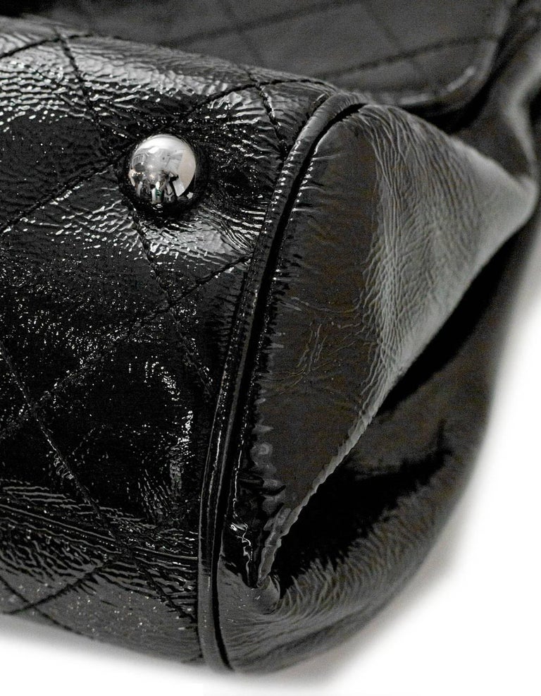 Chanel Black Crackled Patent Leather Ritz Quilted Flap Bag For Sale at ...