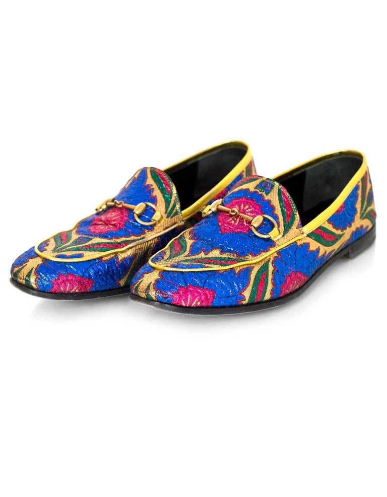 Gucci Brocade Multi-Colored Loafers Sz 38 with Box and DB For Sale at ...