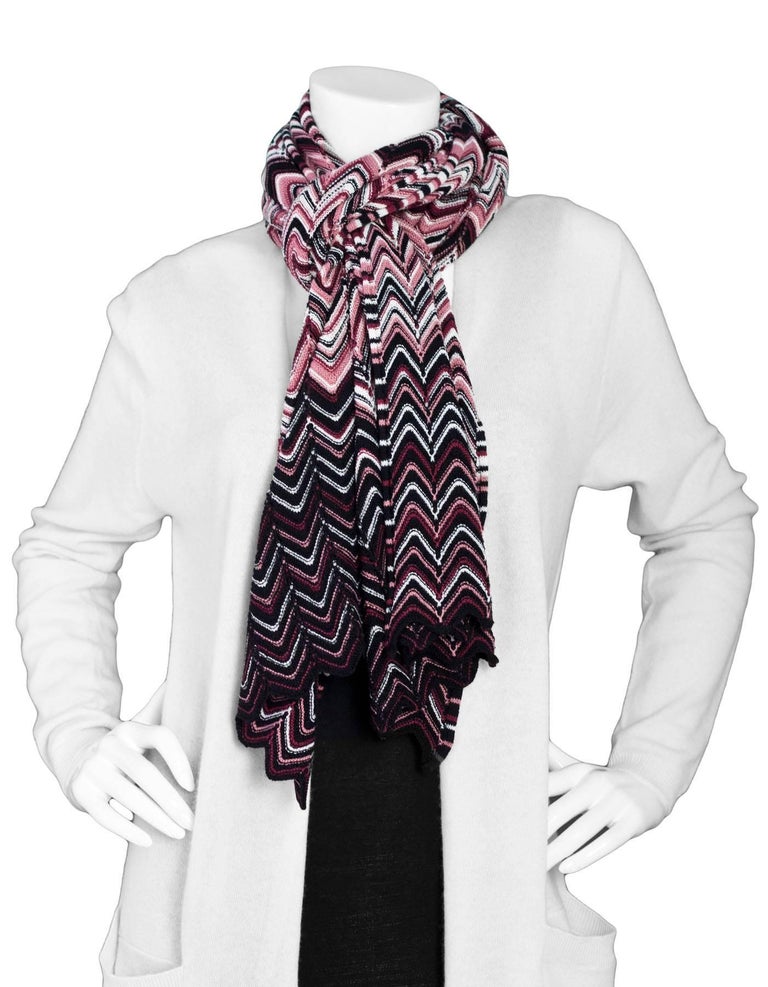 Missoni Multi-Colored Chevron Knit Wool Scarf For Sale at 1stDibs