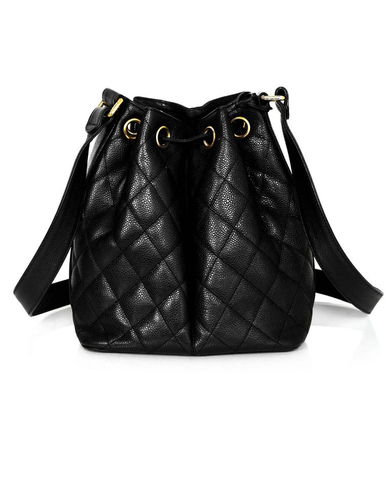 Chanel '90s Vintage Black Caviar Quilted Bucket Bag For Sale at 1stDibs ...