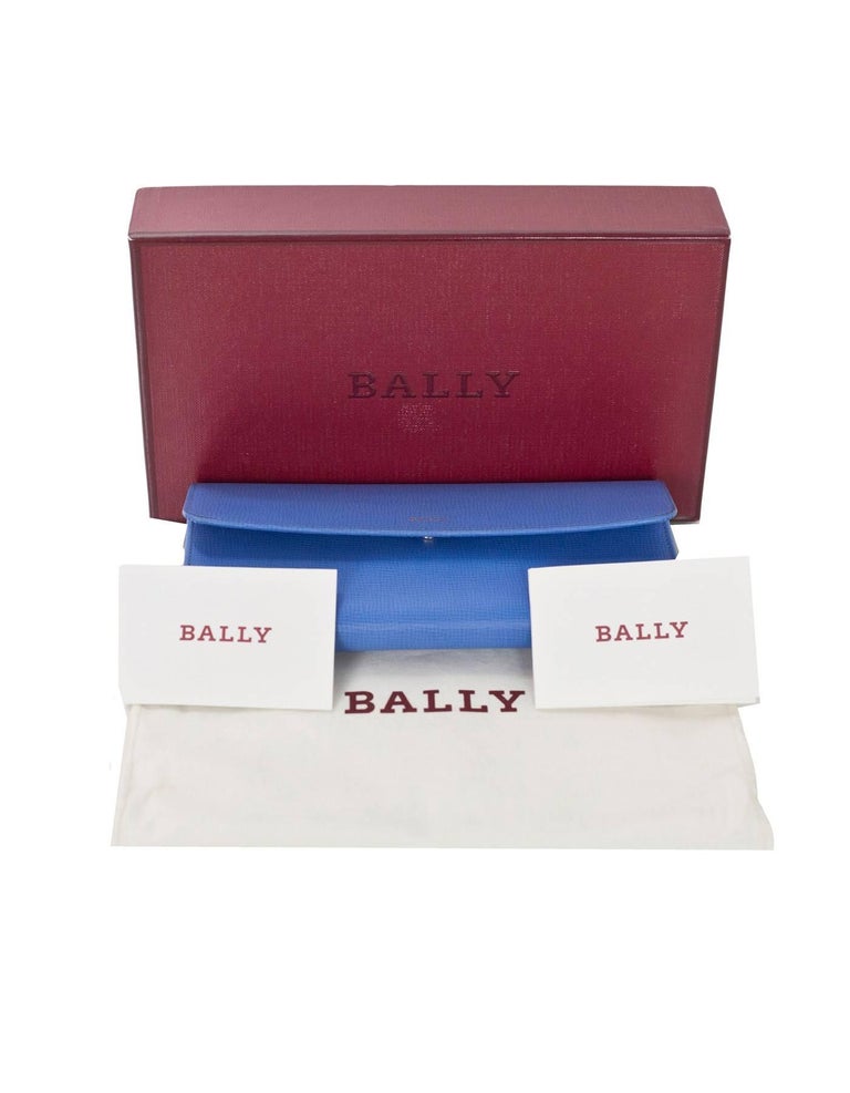 Bally Blue Embossed Leather Continental Wallet with Box For Sale at ...
