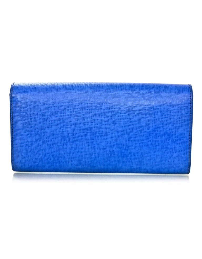 Bally Blue Embossed Leather Continental Wallet with Box For Sale at ...