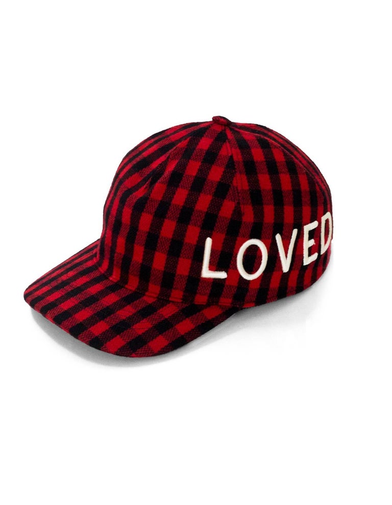 Gucci Black and Red Gingham Flannel Loved Baseball Cap sz M/58 For Sale ...