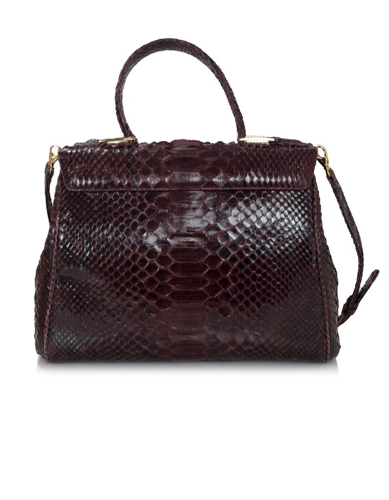 Kara Ross Burgundy Python Snakeskin Trinity Lady Bag Sathel For Sale at ...