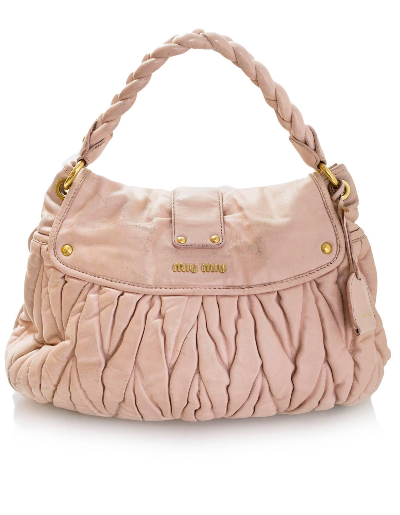 Miu Miu Blush Matelasse Lambskin Coffer Satchel Bag with DB For Sale at ...