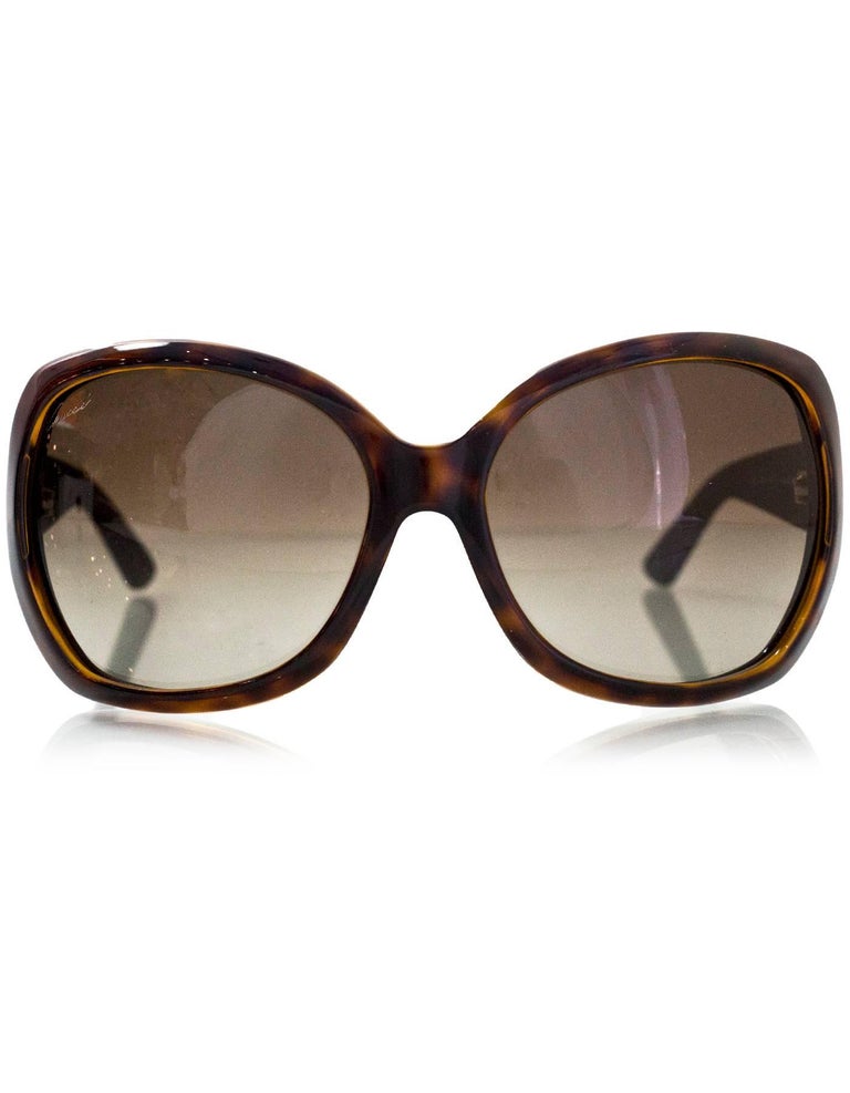 Gucci Brown Diamante Tortoise Gg Logo Sunglasses With Case For Sale At