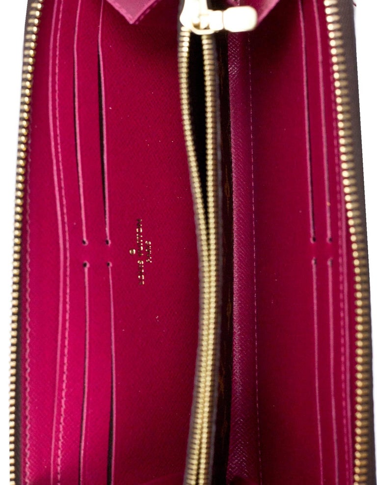 Louis Vuitton Monogram Fuchsia Clemence Zippy Wallet For Sale at 1stDibs