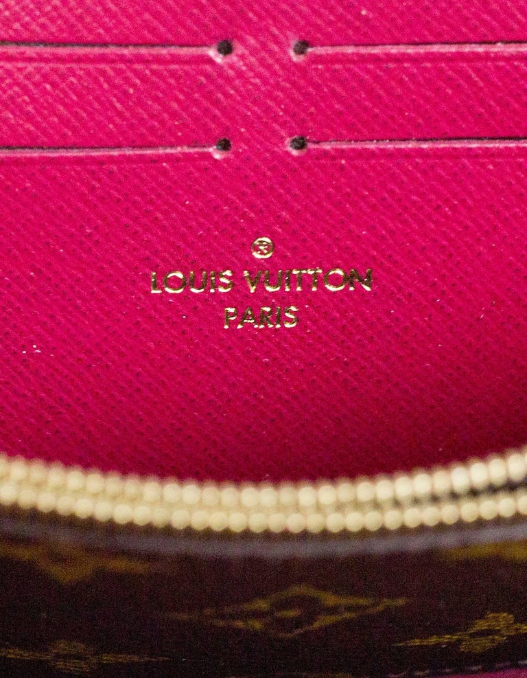 Louis Vuitton Monogram Fuchsia Clemence Zippy Wallet For Sale at 1stDibs