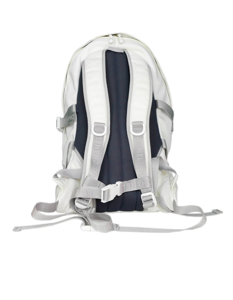 Chanel Sport White Canvas CC Backpack Bag with Dust Bag at 1stDibs ...
