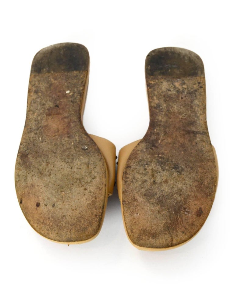 Chanel Beige and Black CC Slides Sz 37.5 with DB For Sale at 1stDibs ...