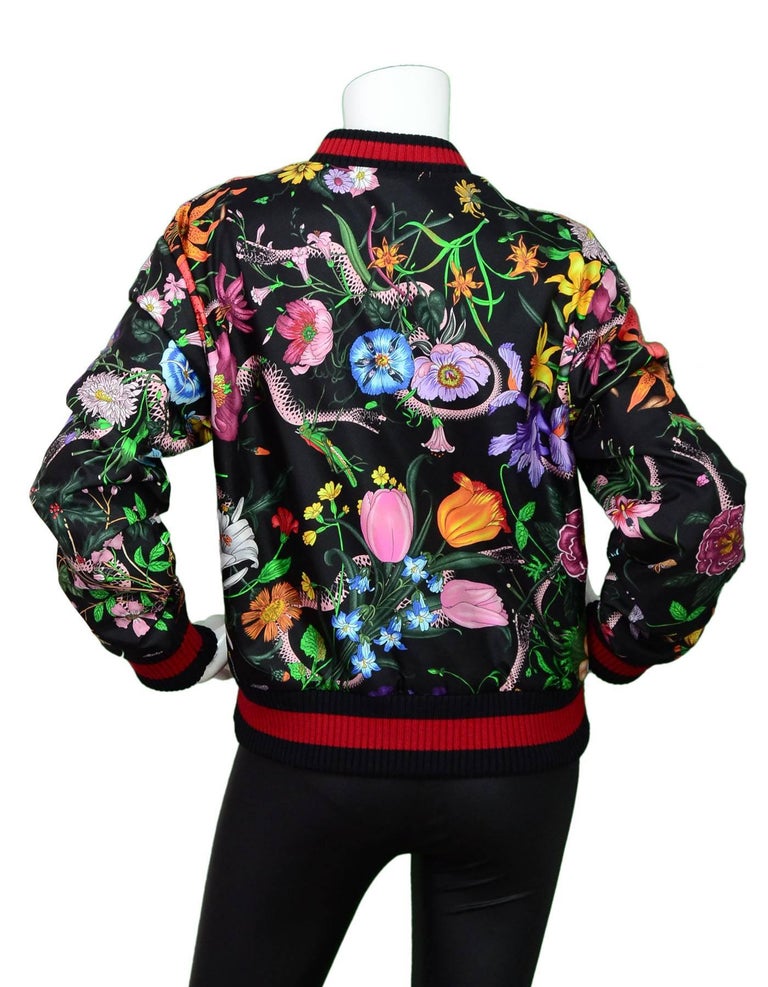 Gucci Floral Silk Bomber Jacket Sz IT48 NWT For Sale at 1stDibs