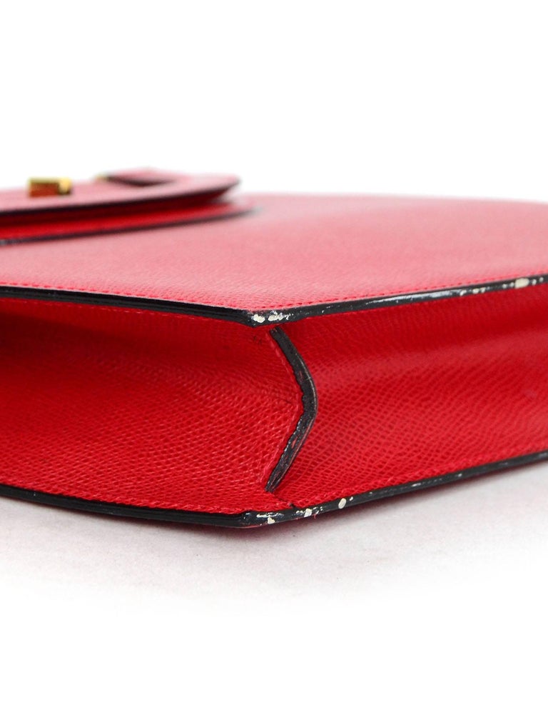 Bally Red Textured Leather Top Handle Structured Bag For Sale at 1stDibs